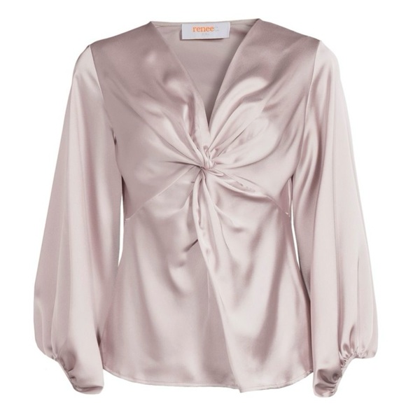 Renee C. | Tops | Rene C Front Twist Satin Blouse Dusty Lavender | Poshmark